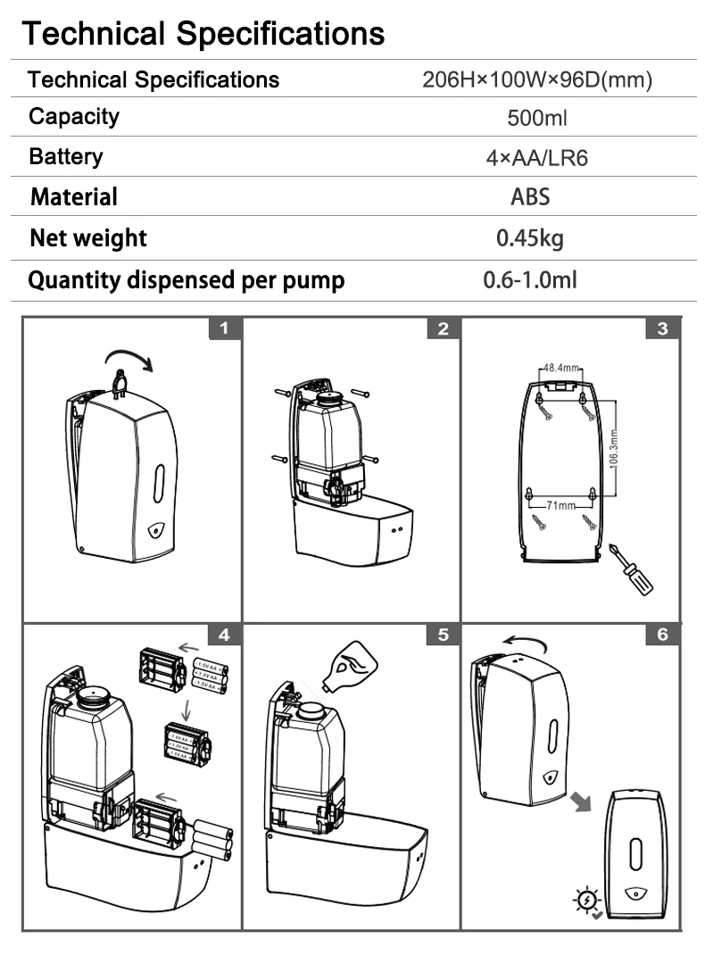 500ml Touchless Wall Mounted Alcohol Spray Liquid Foam Toilet Seat Hand ...