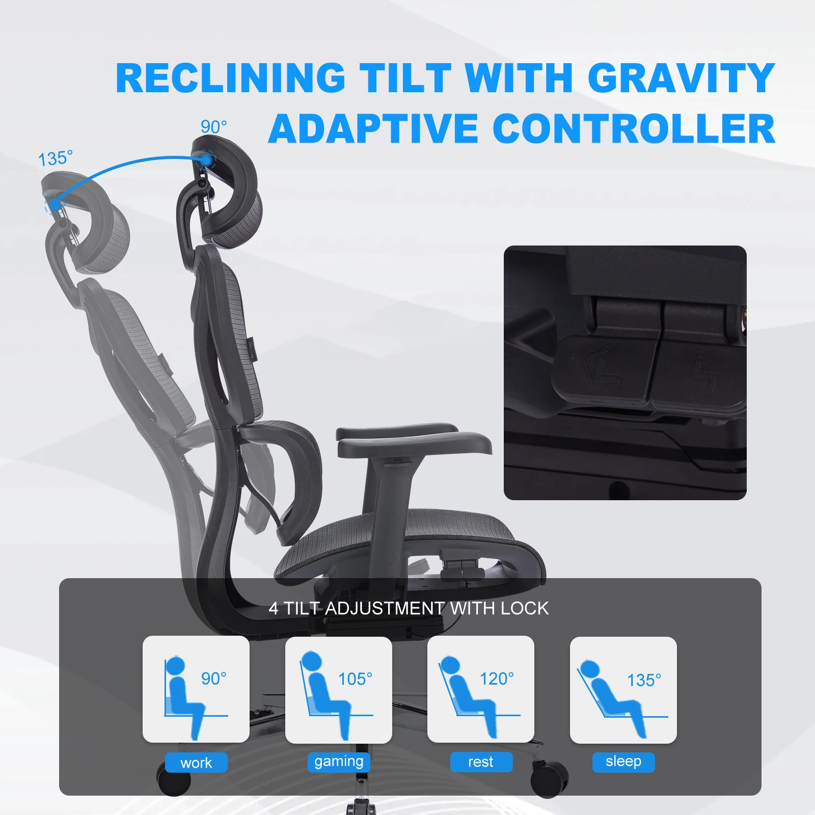 Modern Full Mesh Office Lift Chair With Fabric Swivel Mechanism ...