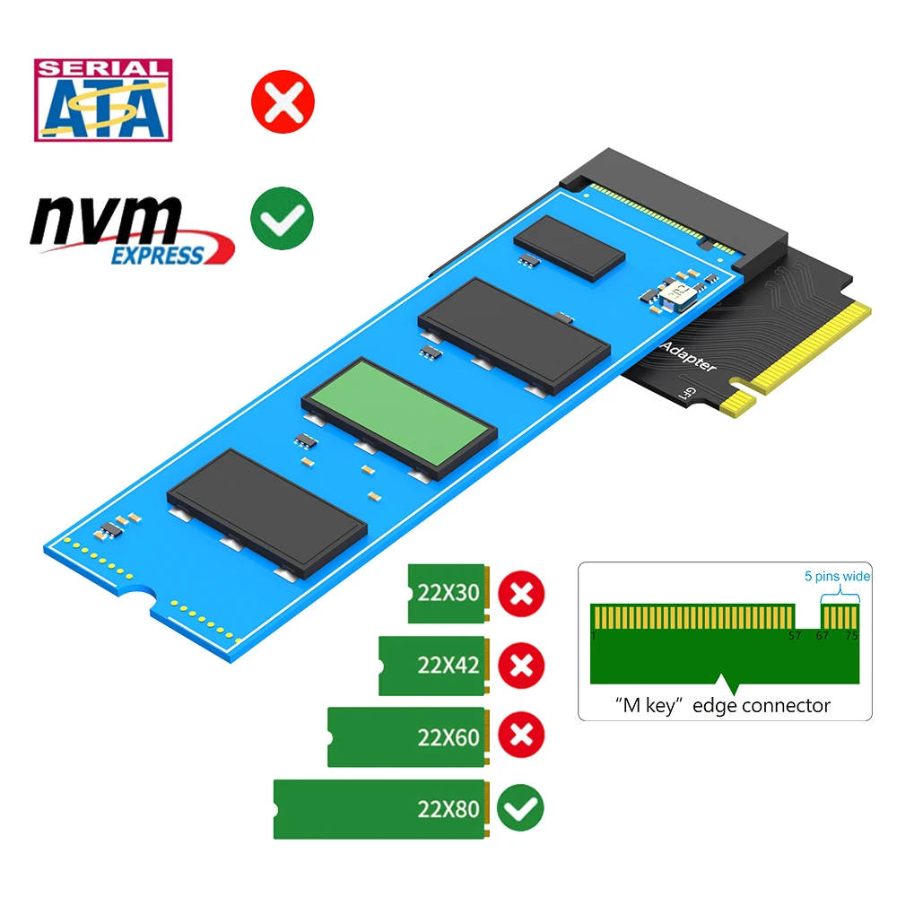 2230 to 2280 M.2 M-Key Right Angle NVMe SSD Adapter Card for ROG Ally ...