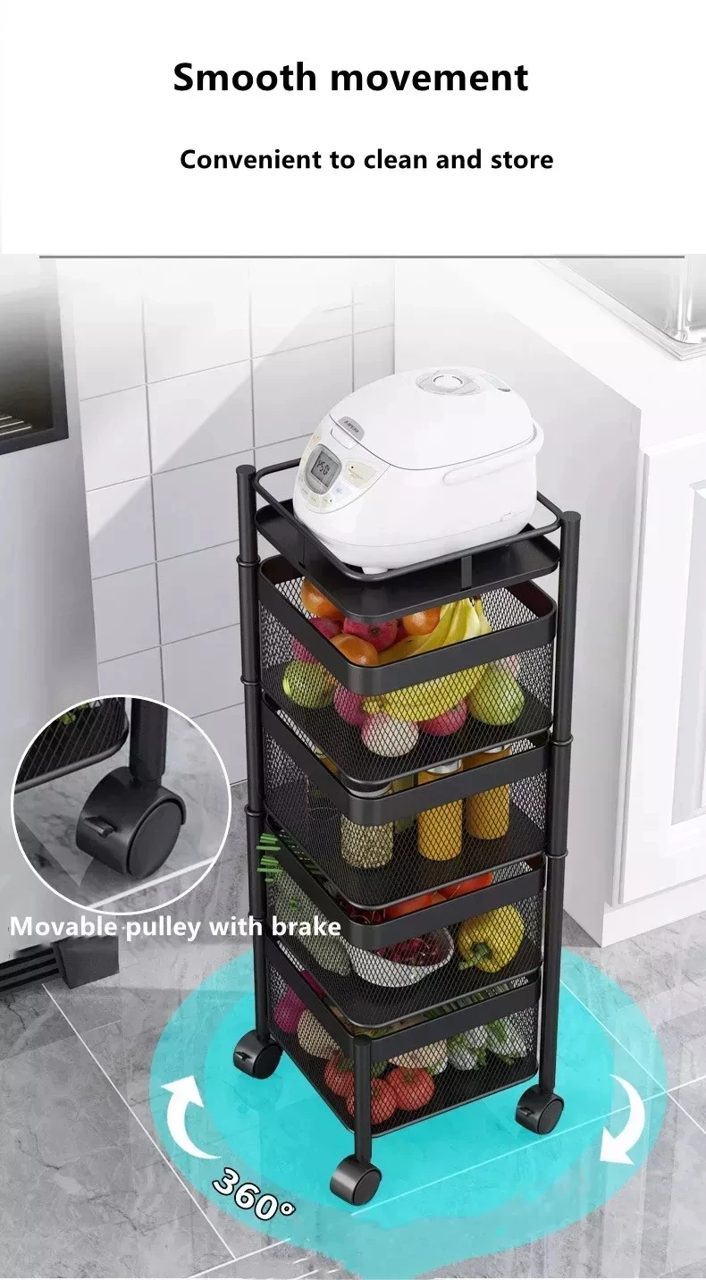 Household Storage Helper Square Rotating Rack 2-5 Layers Kitchen ...