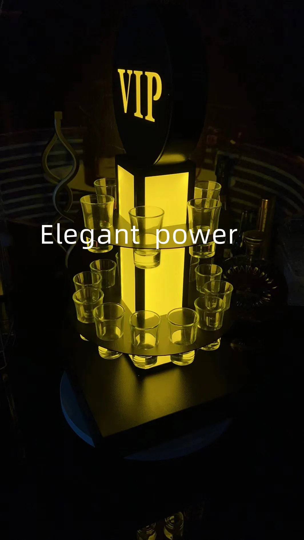 LED Lighted Acrylic Rotating Shot Glass Flight Tray