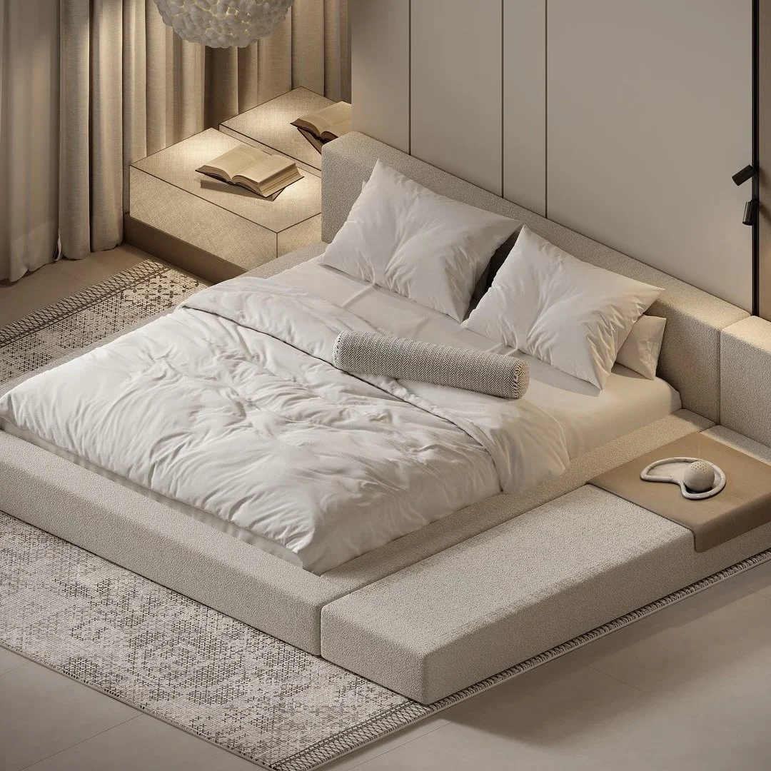 Luxo Modern Bedroom Furniture Leather Double Soft Bag Bed Queen Nordic ...