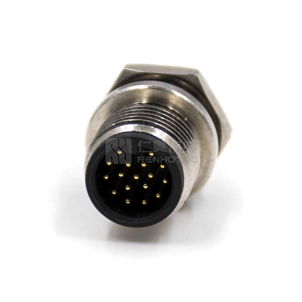 M12 Back Mount Male Connector 17 Pin 12mm Circular Connector - Buy M12 ...