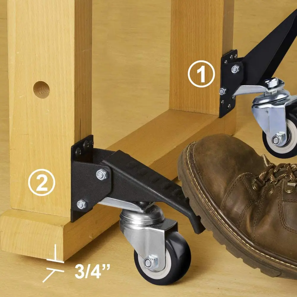 Heavy Duty Retractable Casters - 600 Lbs Capacity Set of 4