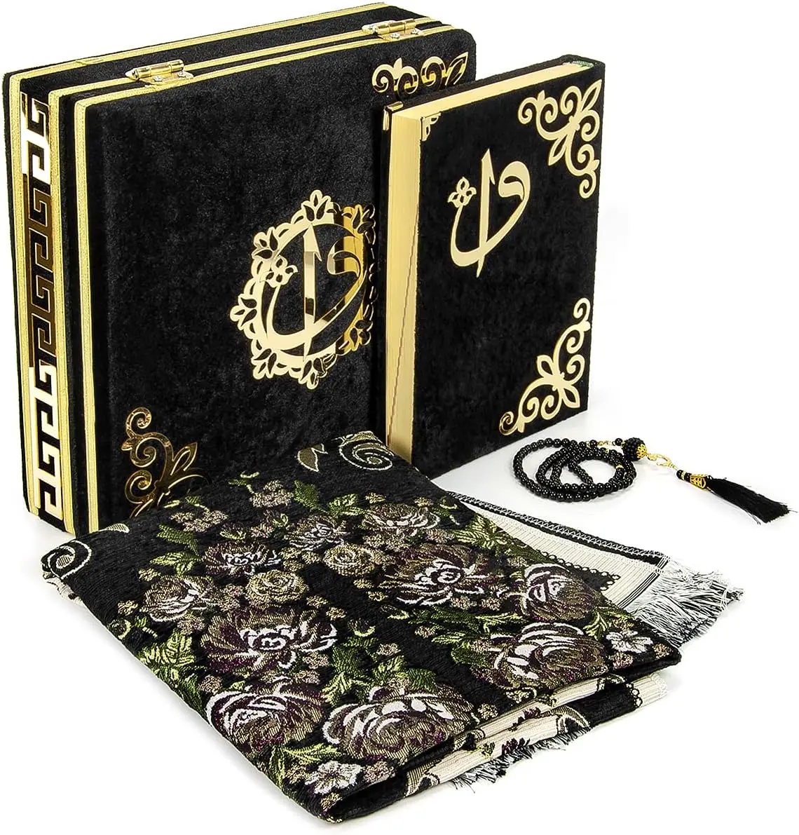 2024 Velvet Quran Gift Box New Design Gray Personalized Green Pearl ...