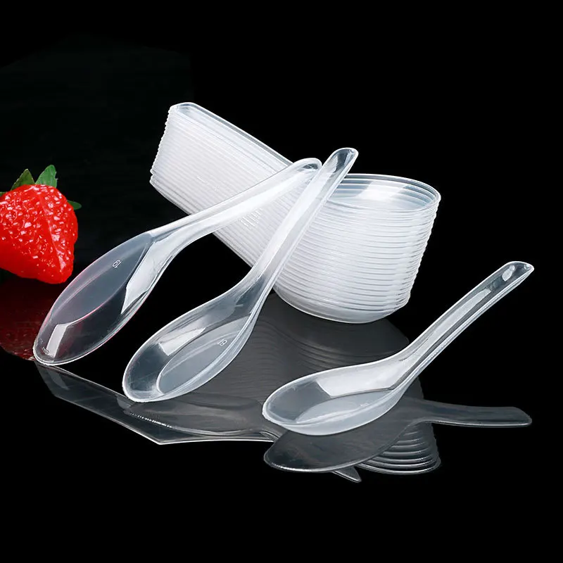 Disposable Plastic Spoon Soup Plastic Disposable Takeaway Pp Spoons For ...