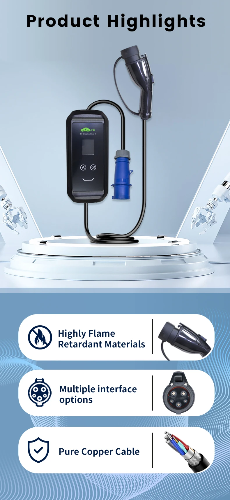 22kw Electric Vehicle Charger Level 2 32a With Type 2 Plug Commercial ...