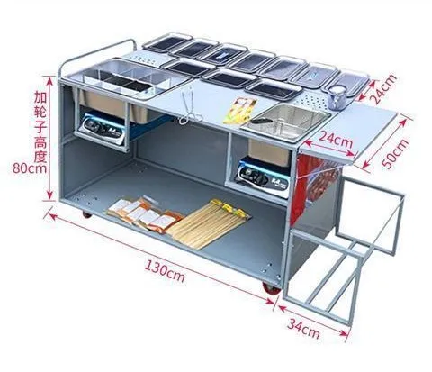 Multifunctional Mobile Rolling Food Cart Hot Dog Snack Kiosk Bar with ...