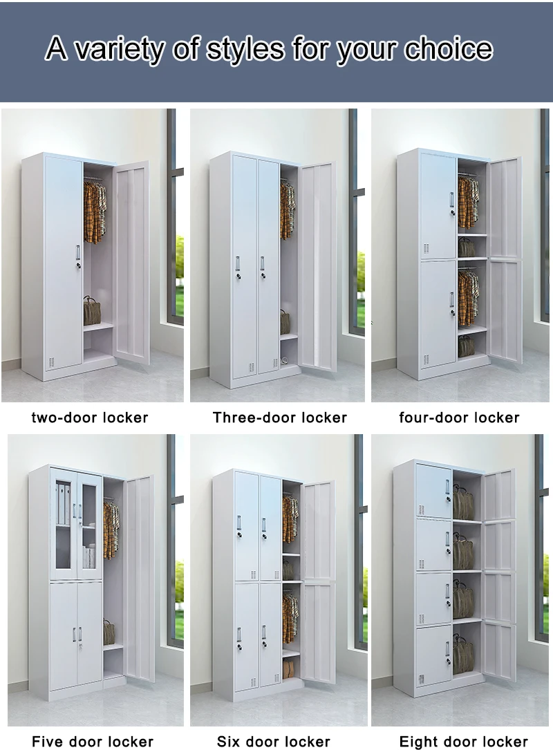 Metal Locker Cabinet 3 Door Wardrobe Cabinet Steel Locker Staff Closet ...