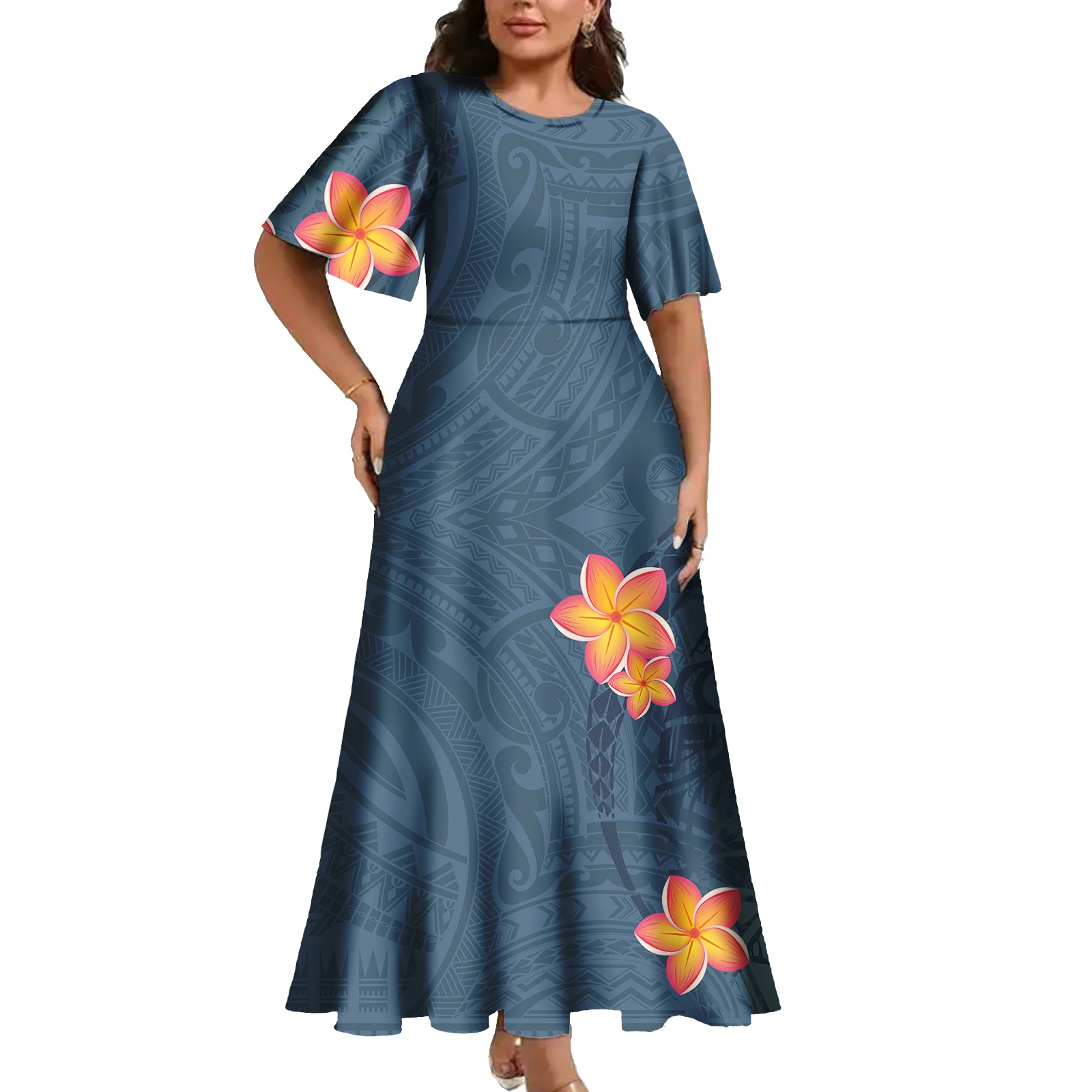 Polynesian Clothing Traditional Samoan Tapa Flower Print Design Custom ...
