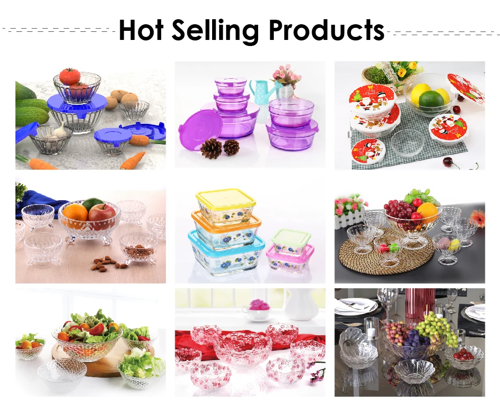 Color Salad Glass Bowl Set Food Container Lunch Bowls Set With Lid ...