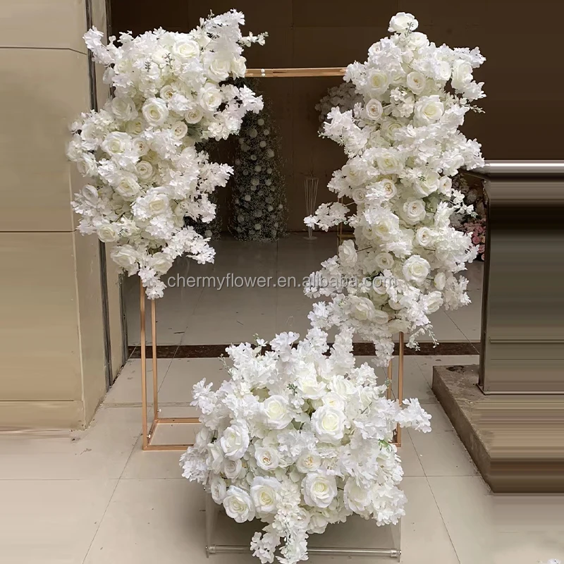 200cm Heart Shaped Pink Artificial Flower Arch for Weddings