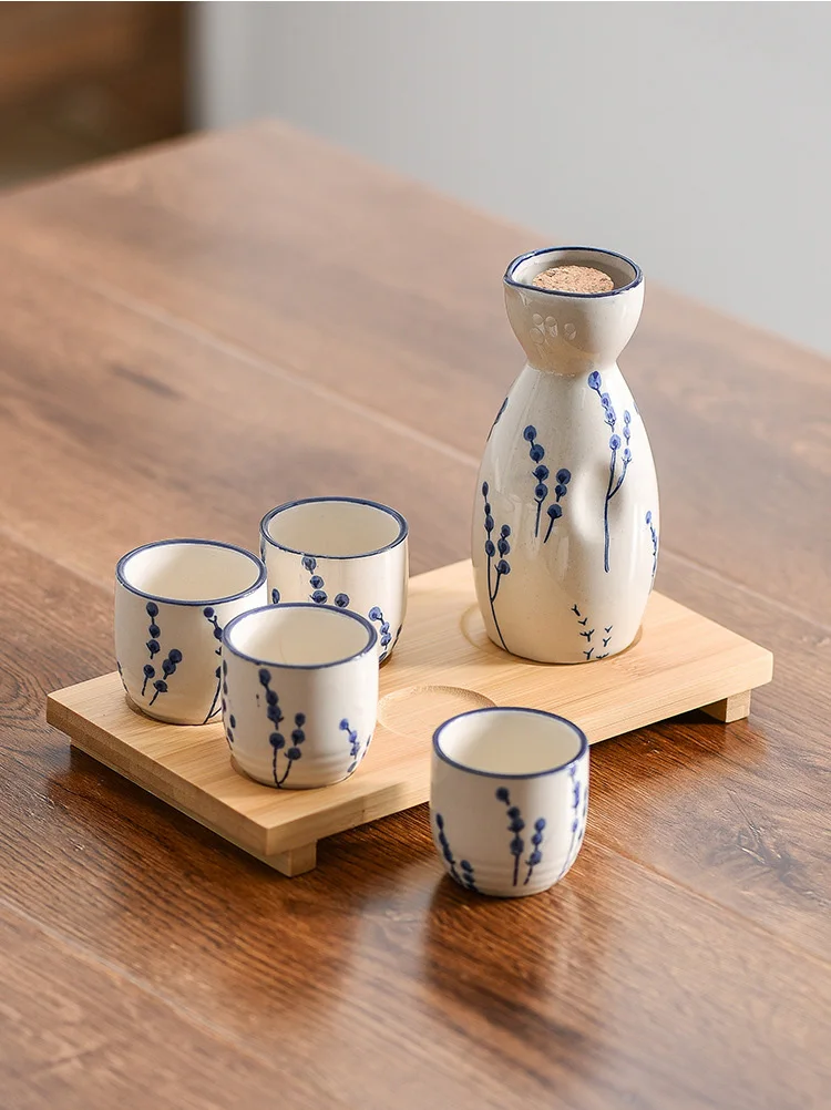 Izakaya Sake Pot Set Japanese Style Hand Painted Ceramic Sake Pot and ...