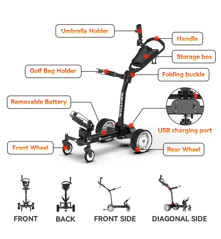 High Quality Electric Remote Control Golf Trolley with Durable ...