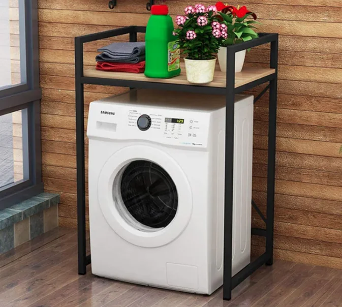 Modern Bathroom & Washing Machine Storage Shelf Space-Saving Laundry ...