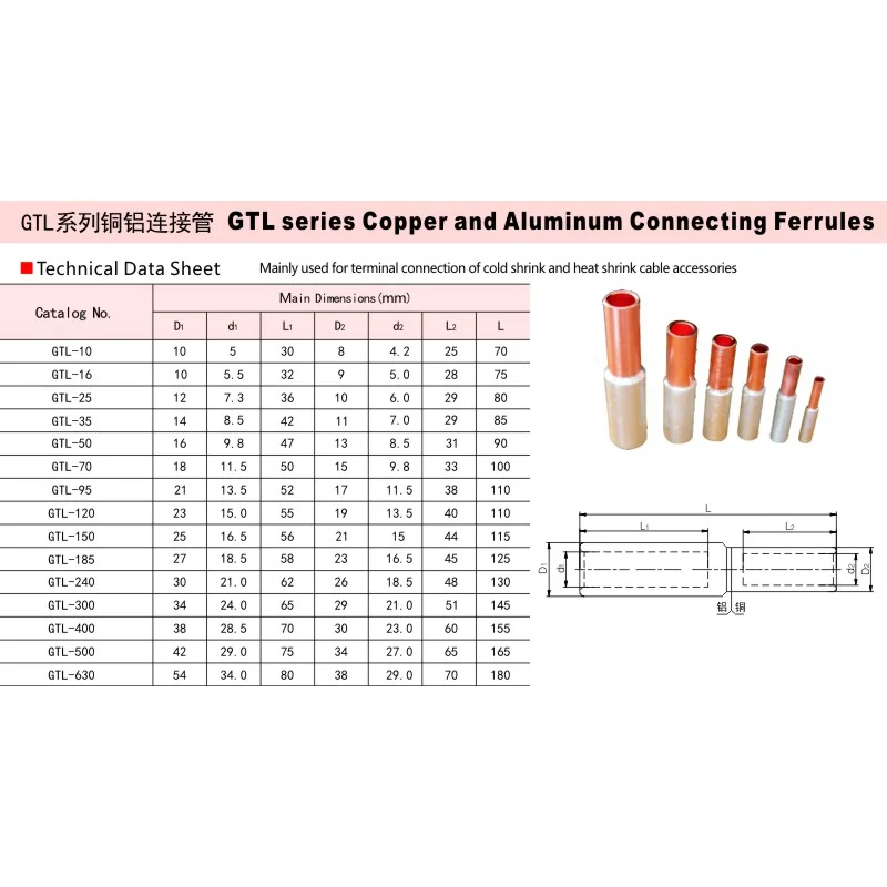 Bimetallic Friction Welded Connectors Copper Terminal Tube Gtl Cable ...