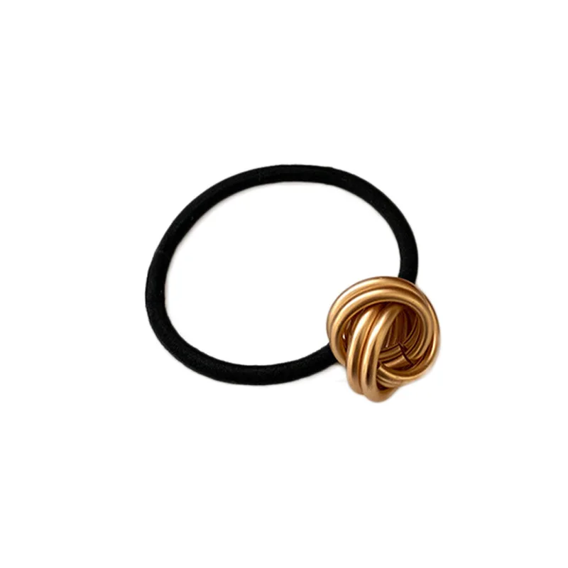 Simple Design Durable Black Elastic Hair Band With Gold Metal ...