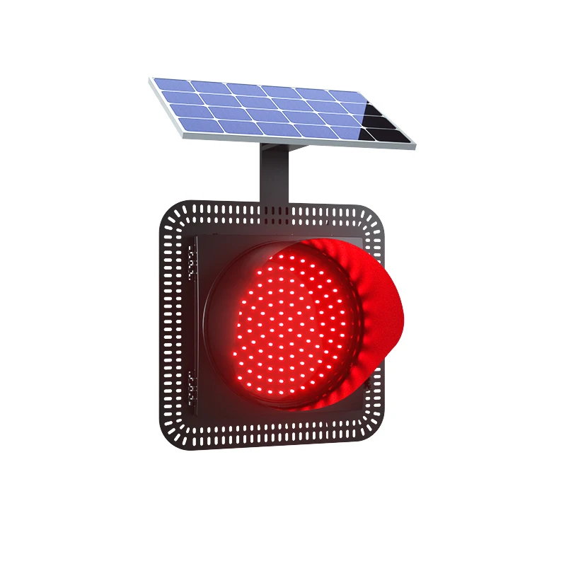 300mm Solar Powered LED Traffic Signal Warning Light Red