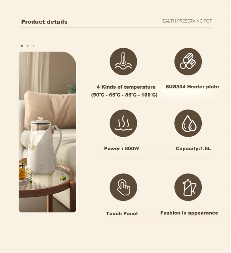 1.5l Glass Electric Kettle Chaleira Tea Heater Temperature Control ...