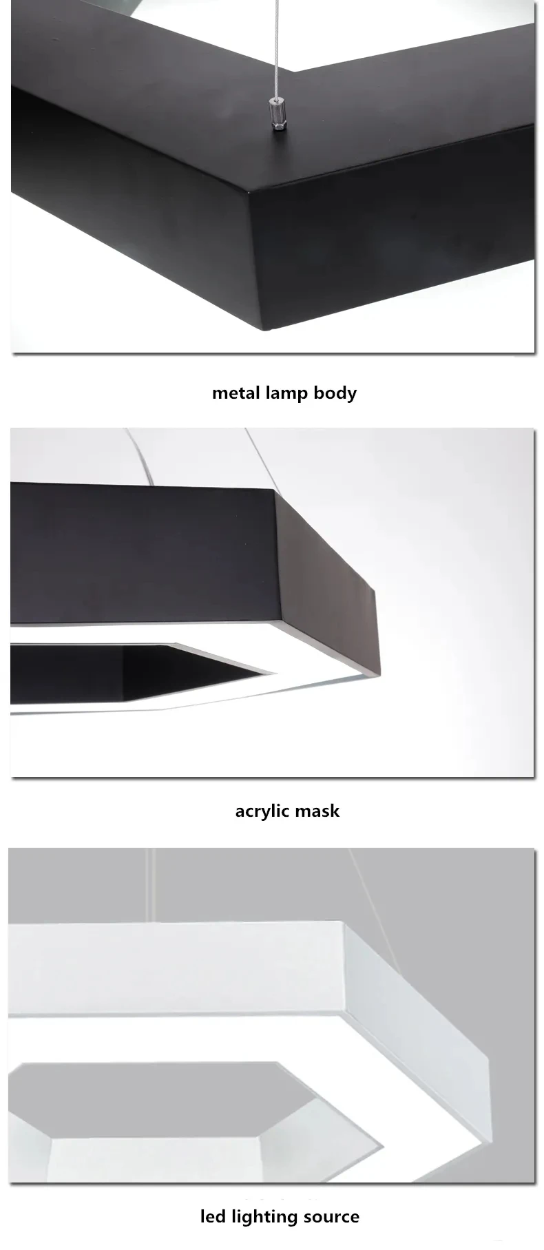 Modern Hexagonal Pendant Light Solid Chandelier Black Metal Pendant ...