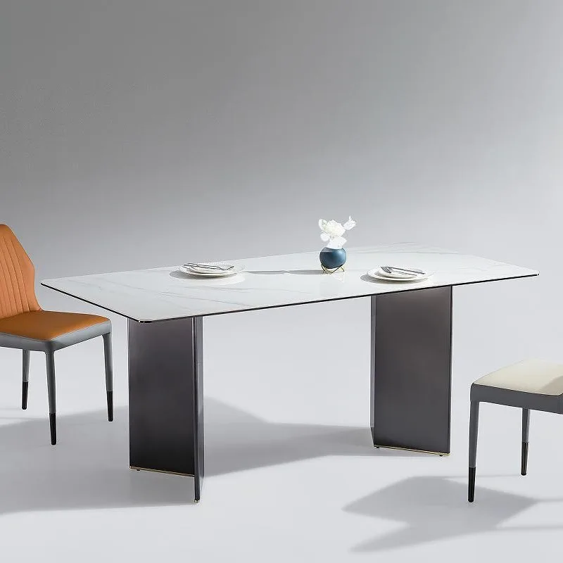 Italian Minimalist Dining Tables Double Metal Endfeet Designed Base ...