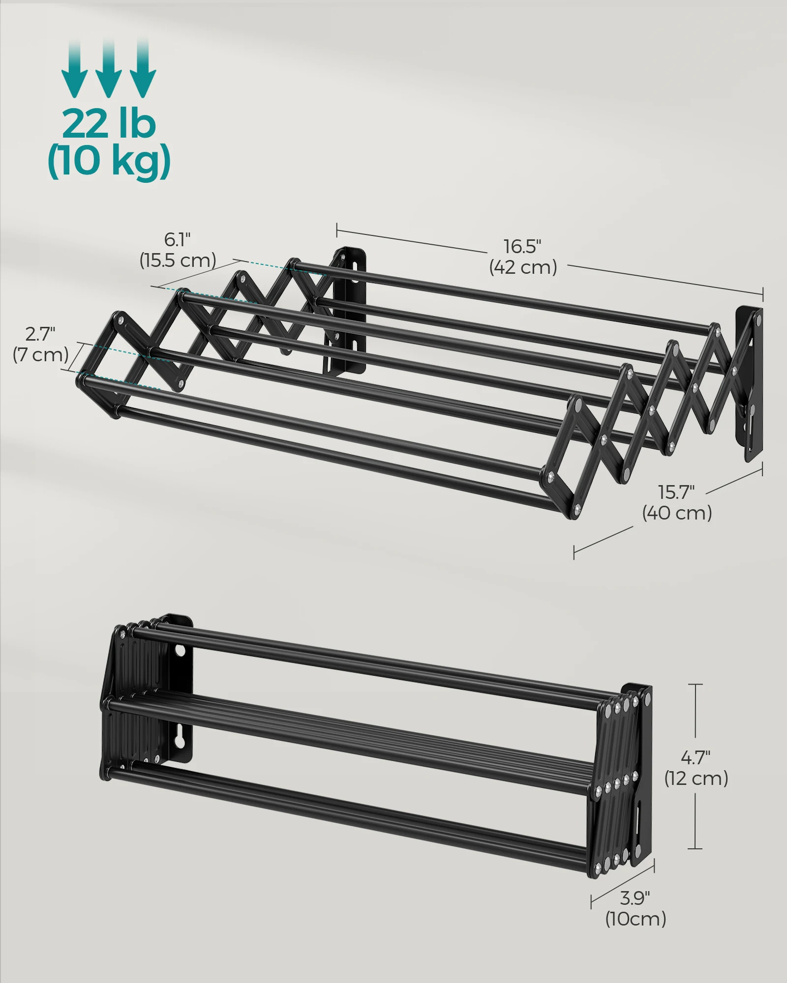 Songmics Wall Mounted Accordion Laundry Rack Folding Clothes Hanger ...