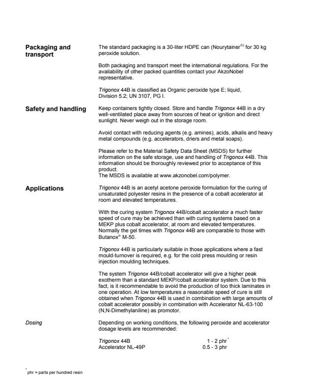 Clear Liquid Trigonox 44b Initiator Acetylacetone Peroxide - Buy ...