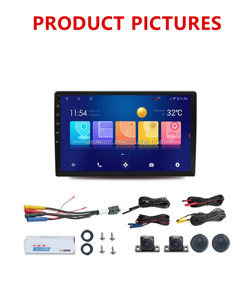 Car Dvd Player Built-In HD Android Navigation Dash Cam Front and 4 Rear ...