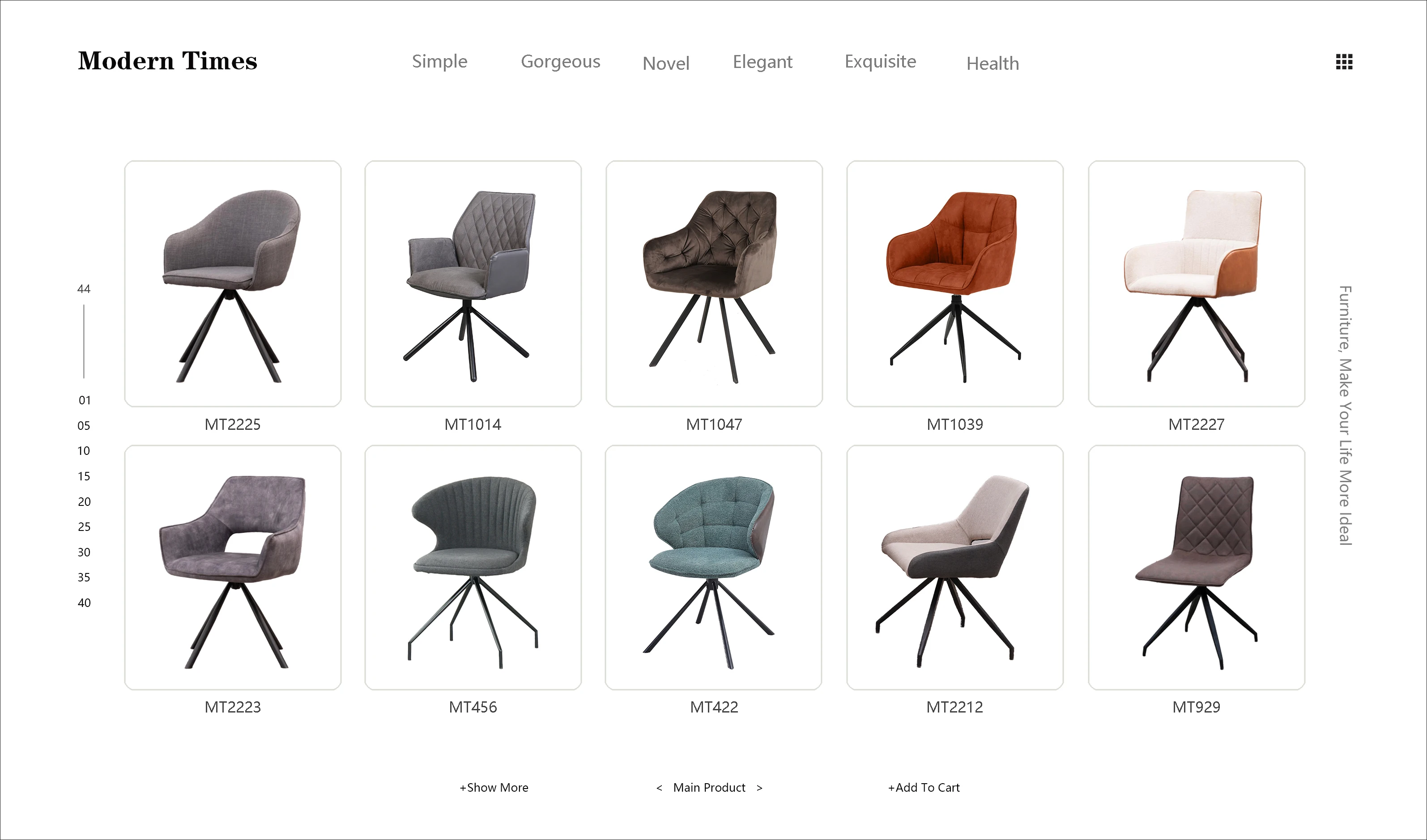 New Design Hot Sale Modern Nordic Revolving Linen Fabric Black Metal ...