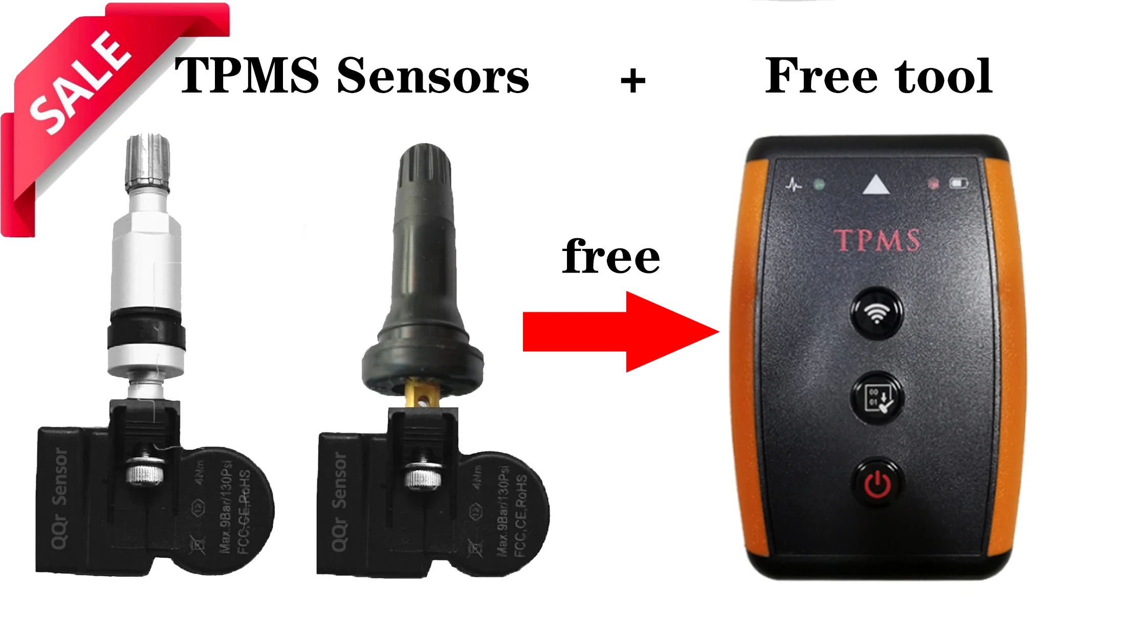 Universal Tpms Valves Sensor 433mhz+315mhz Programming Tpms Gauge Tire ...