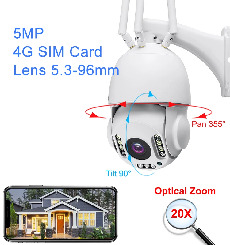 90X 4G Security Camera - 5MP PTZ Surveillance with Audio