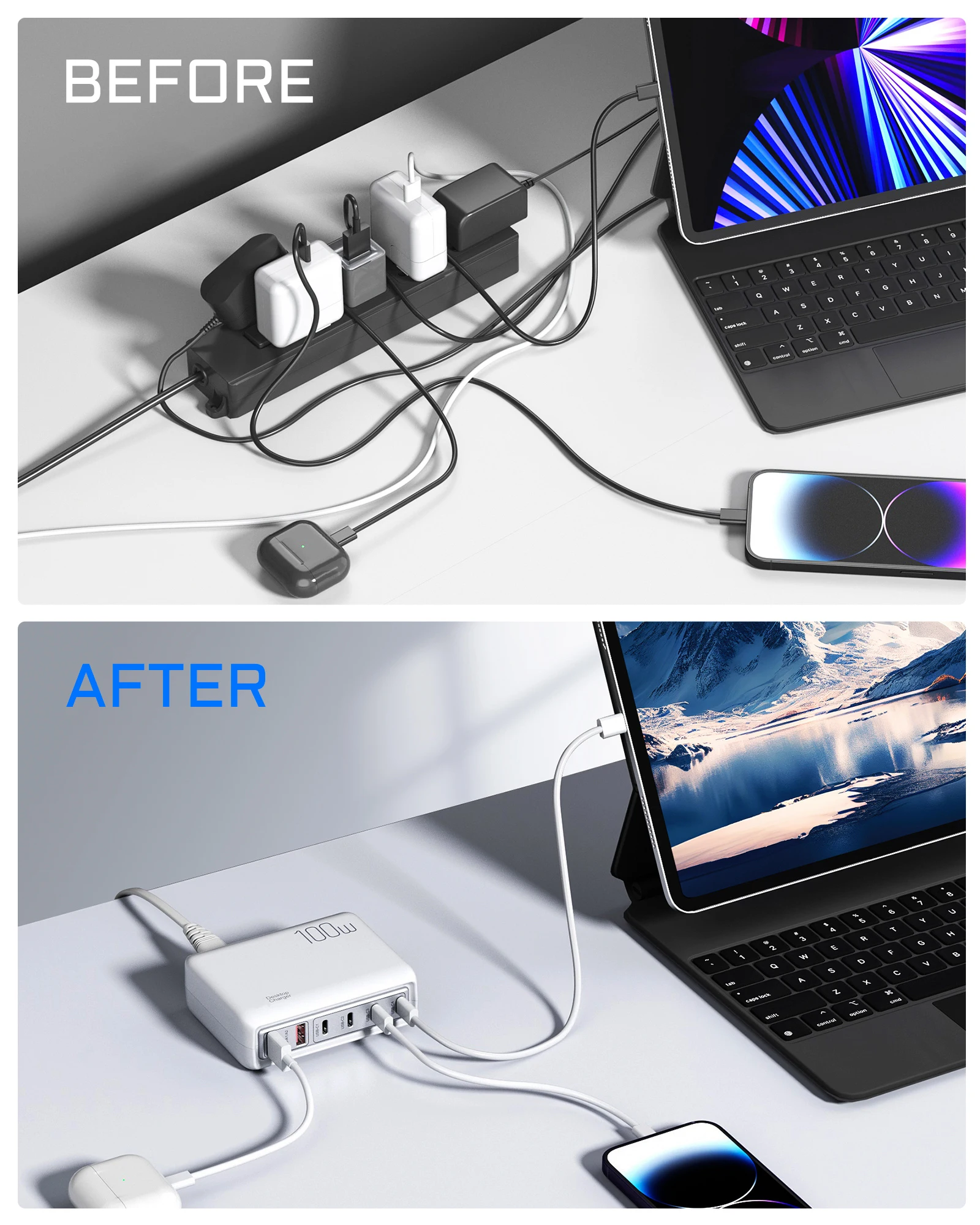 Laudtec Kc037 Port Electric Usb Cell Charger Portable Stations Type C ...