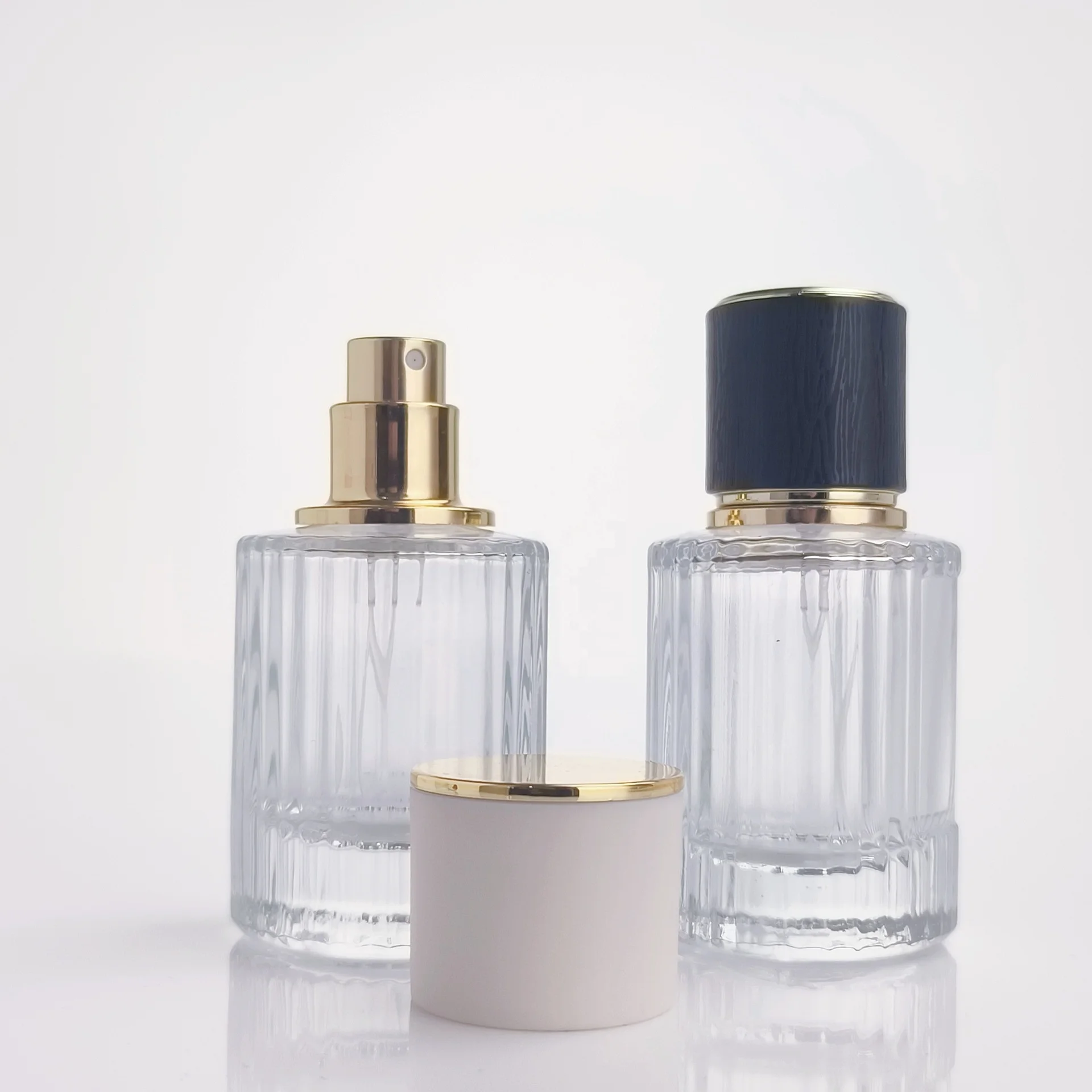 Luxury Striped Perfume Bottle - 30ml 50ml Glass Atomizer