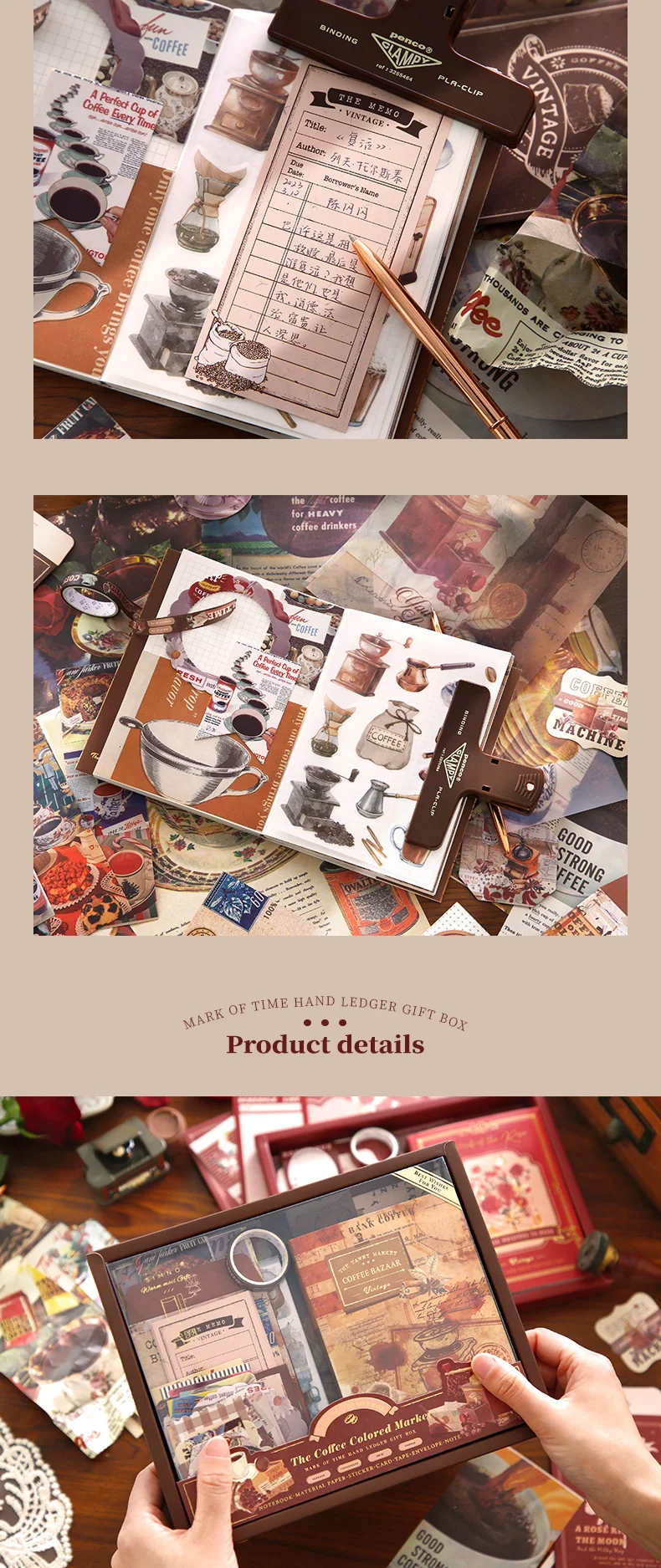 Simno Vintage Scrapbooking Supplies Kit - A6 Grid Notebook