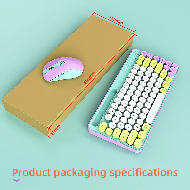 Mini Cute Wireless Keyboard and Mouse Combo Retro Round Keycap ...