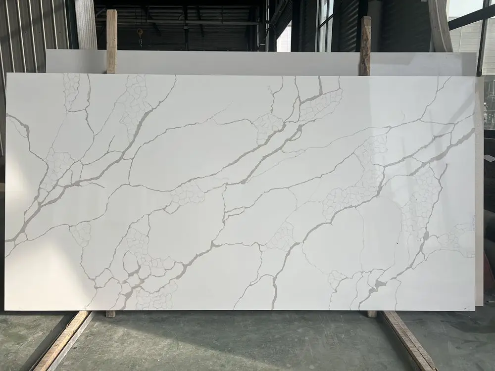 Modern Quartz Slab Quartz Countertops Slabs White And Gold 3cm Polished ...