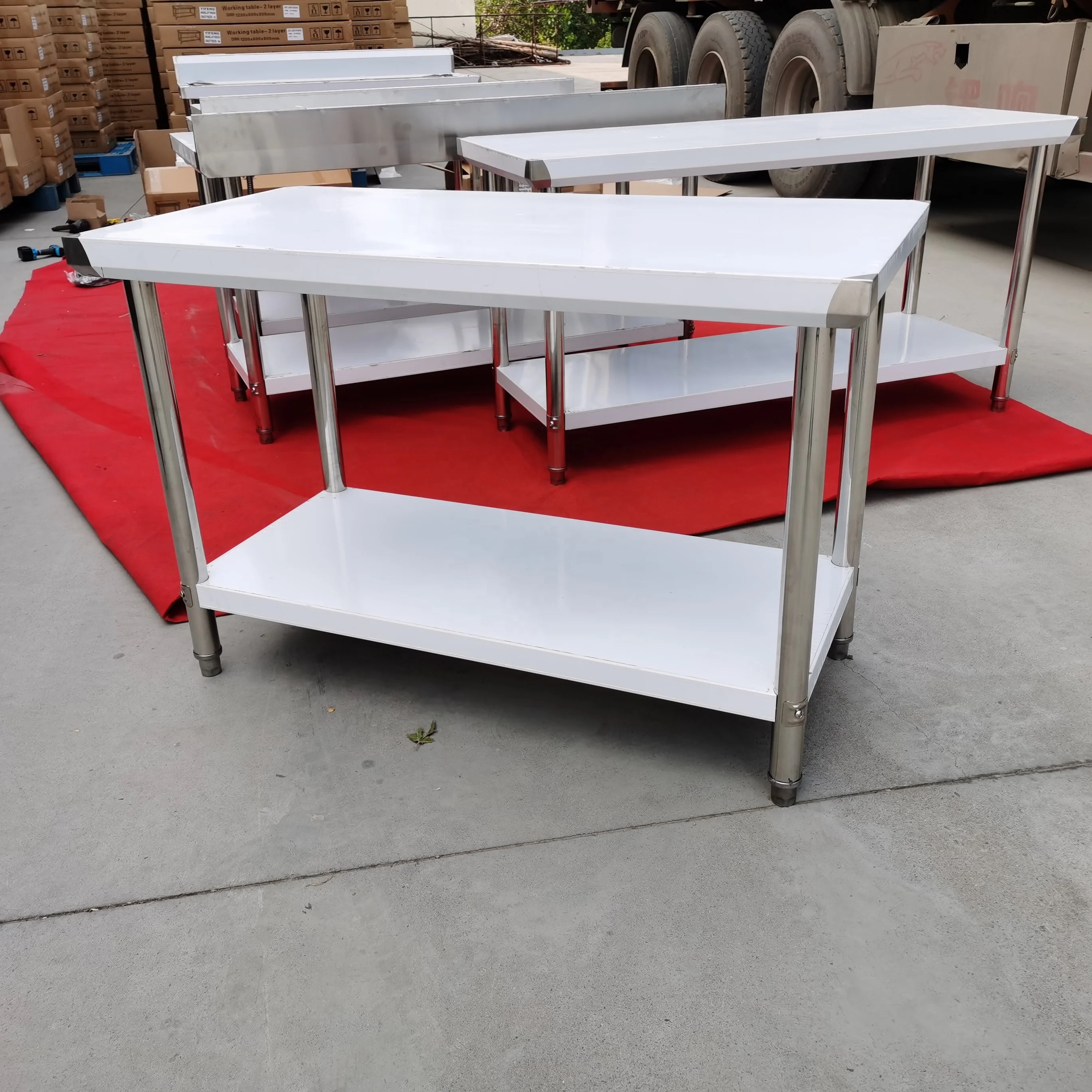 Two-tier Stainless Steel Work Bench Restaurant Kitchen Working Table ...