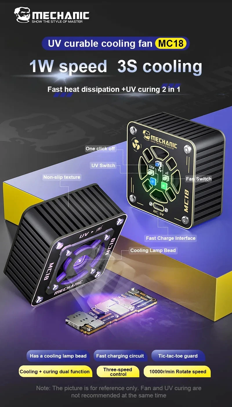 MECHANIC MC18 UV Curing Lamp - Dual Function Cooling Fan