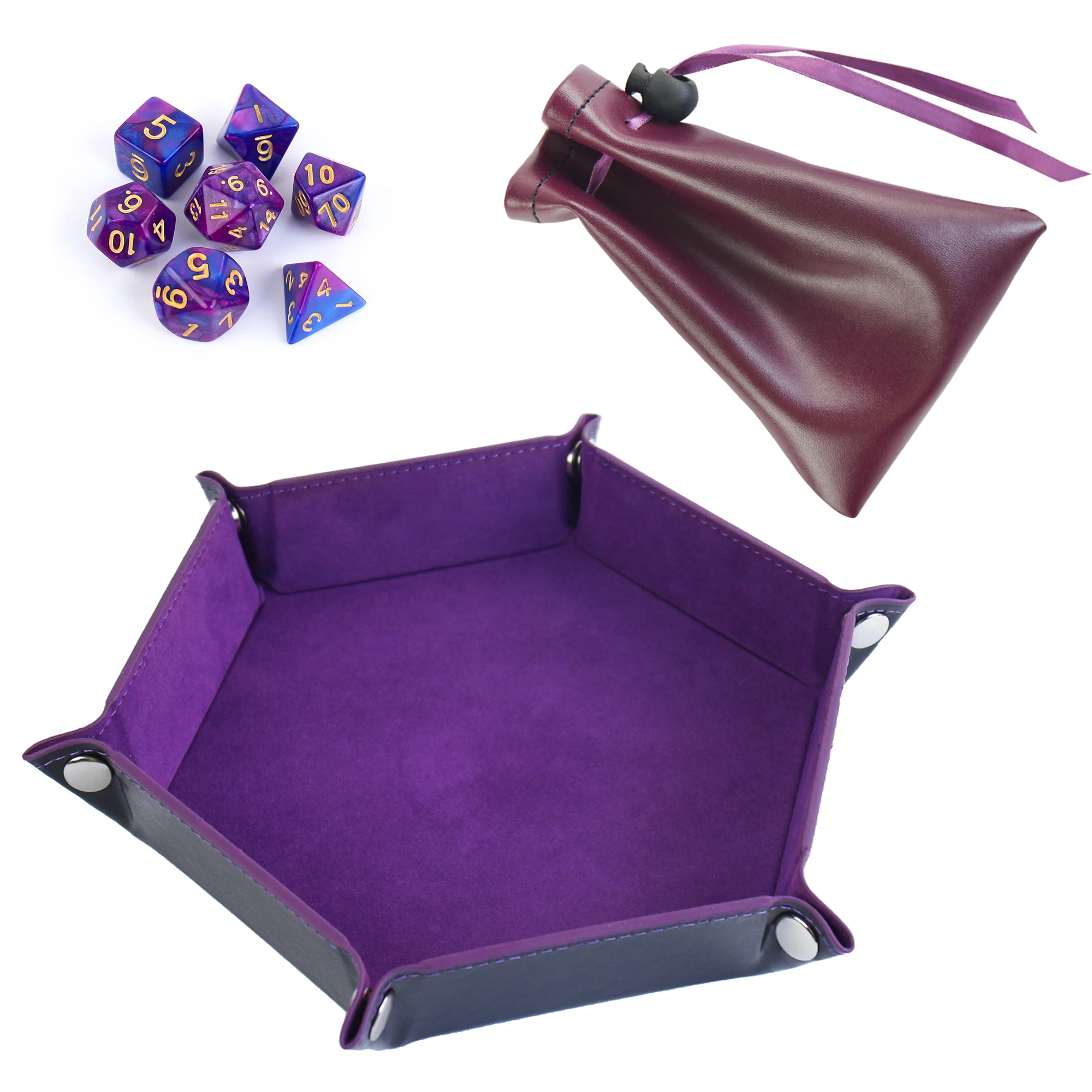Portable Folding Dice Rolling Tray Set for D&D DND Table Games PU ...