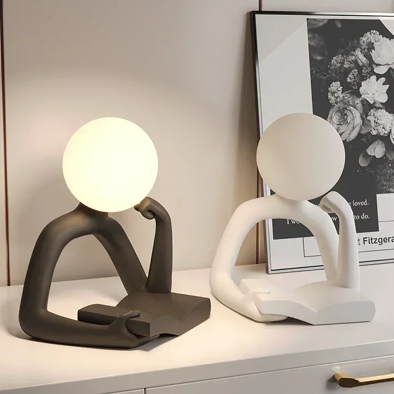 Modern Resin Abstract Statue LED light Figurine Model Craft Sculpture ...