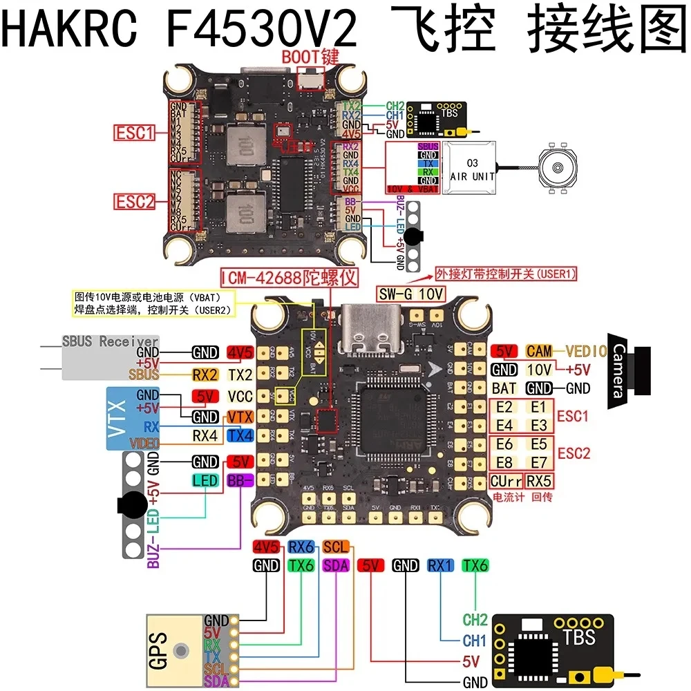 HAKRC F405 V2 Flight Control - Optimized for FPV Racing