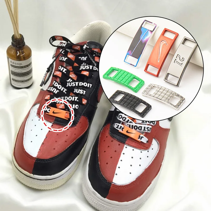 Custom Logo Metal Shoelace Charm Engraved Shoelace Lock Metal Tag ...