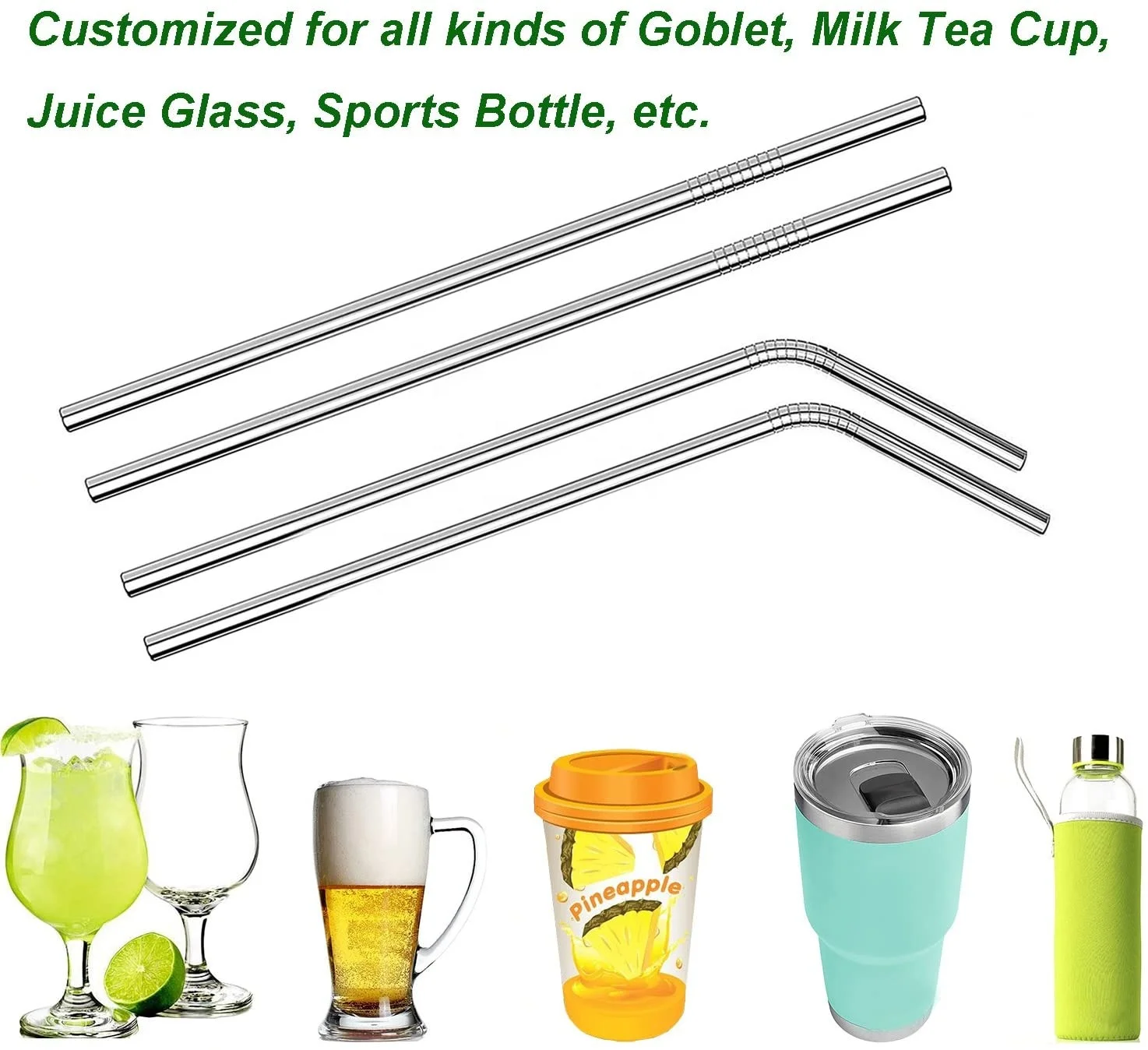Retractable Bubble Tea Metal Straw Collapsible Stainless Steel Drinking ...