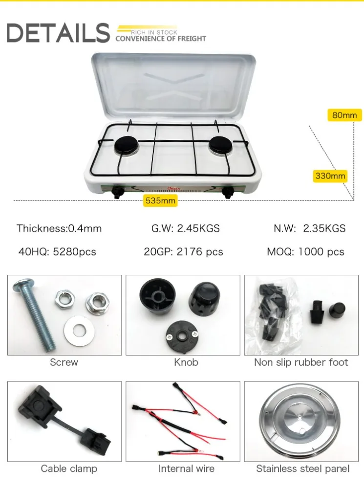 Double-stove European-Style Gas Stove for Outdoor Cooking