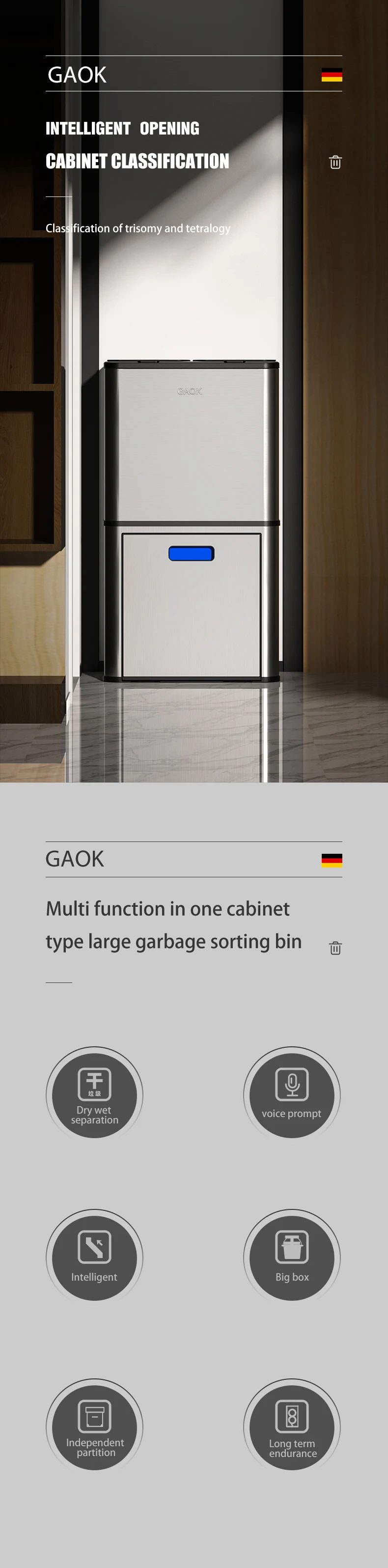 New 50l Large Capacity Split Cabinet Type Multifunctional Trash Can ...