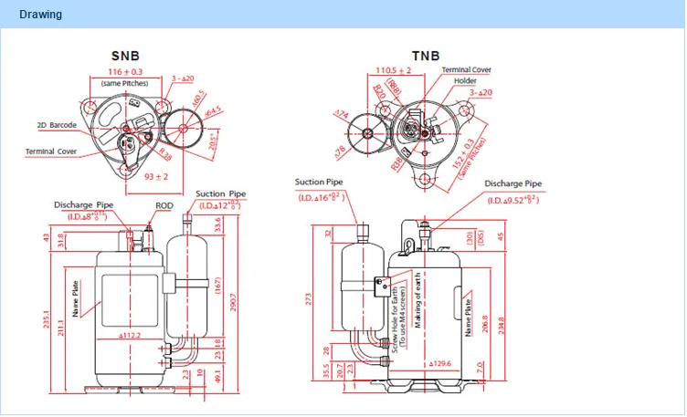 New R410a Compressor Hnb78fd-yehc Refrigerator Compressor Siam ...