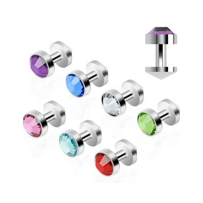 Implant Grade G23 Titanium 18 Gauge Skin Diver with Crystal Flat Gem ...