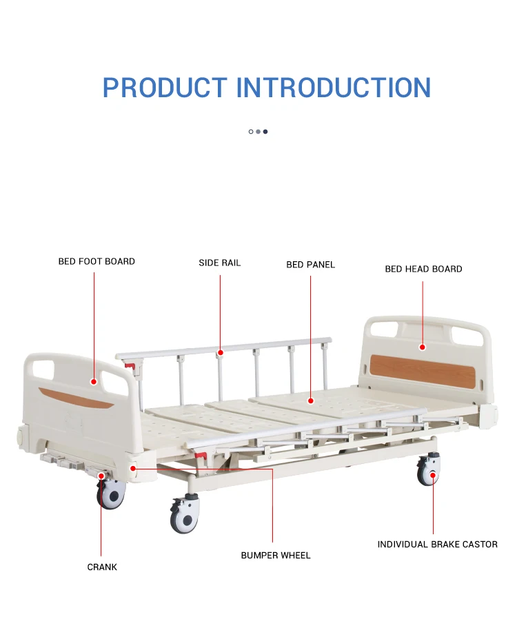 3 Crank Manual Hospital Bed Medical Aluminum Alloy Manual Hospital Bed ...