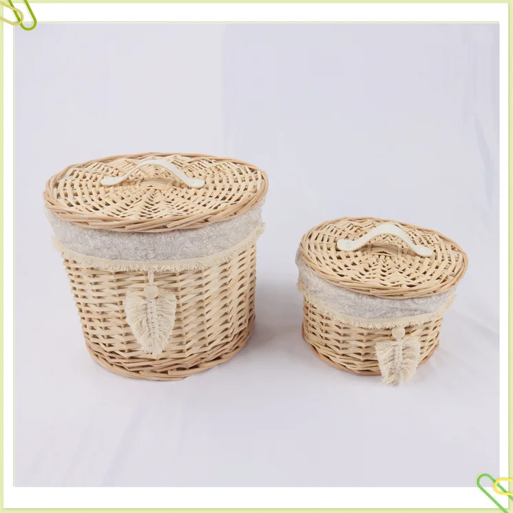 Empty Willow Rattan Hamper Baskets Wicker Trunk Storage Box With Lid ...