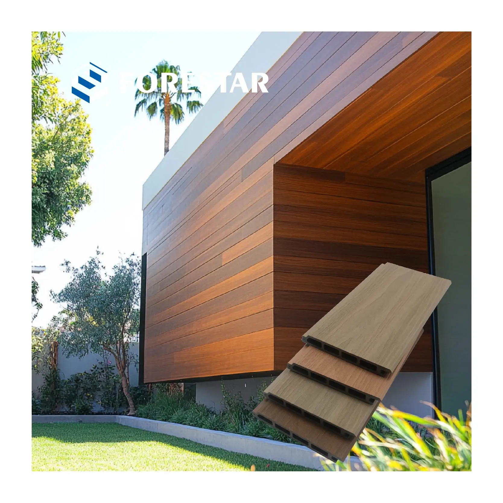 Co-extrusion Wooden Grain Exterior Cladding Siding Outdoor Wood Plastic Composite Decoration ...
